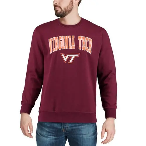 COLOSSEUM Virginia Tech Hokies Arch & Logo Crew Neck Sweatshirt