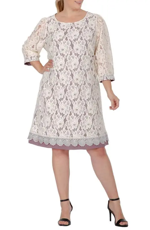 STANDARDS & PRACTICES Floral Lace Midi Dress