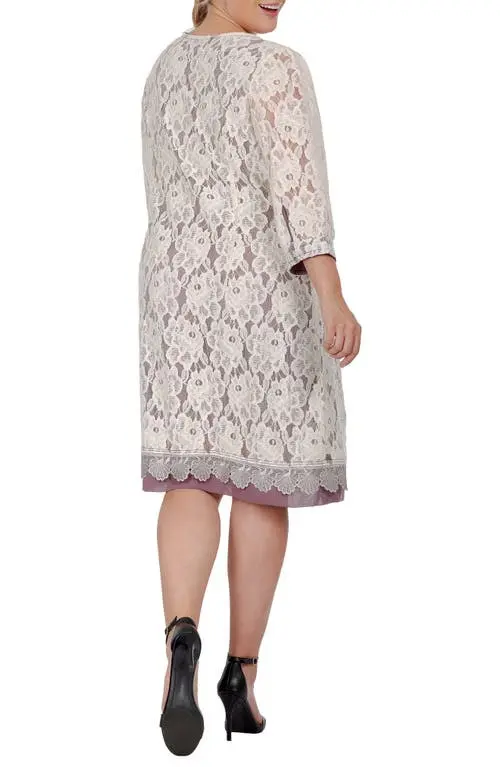 STANDARDS & PRACTICES Floral Lace Midi Dress