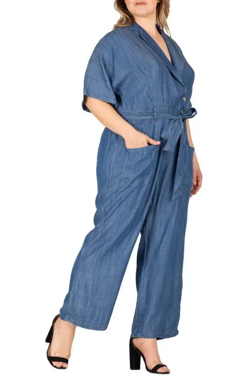 STANDARDS & PRACTICES Tie Waist Denim Jumpsuit