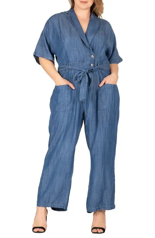 STANDARDS & PRACTICES Tie Waist Denim Jumpsuit
