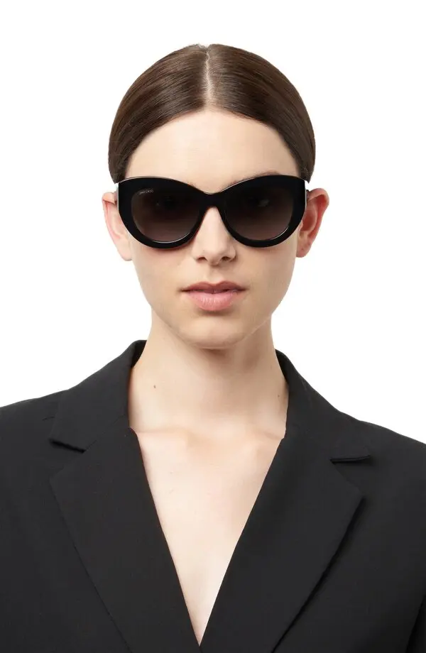 Jimmy Choo Xena 54mm Cat Eye Sunglasses - Black / Grey  display picture 2