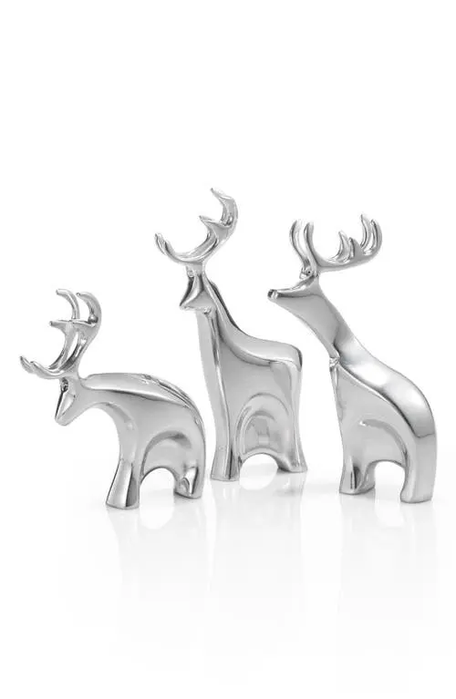 NAMBE Blitzen Set Of 3 Reindeer Figurines - Silver