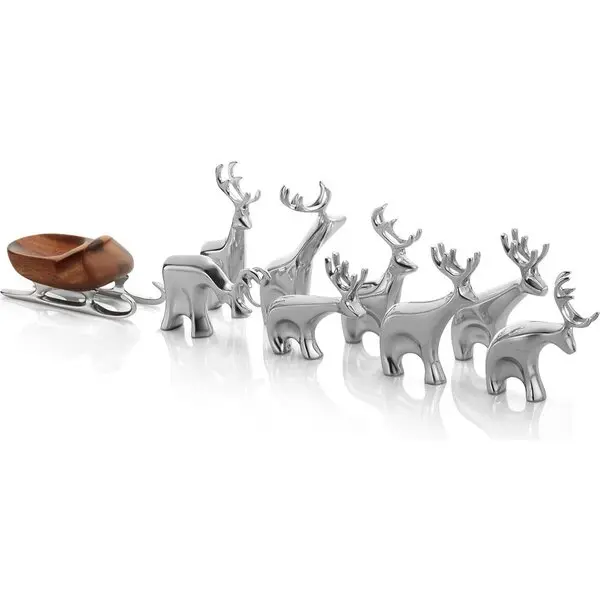 NAMBE Holiday Mini Christmas Reindeer & Sleigh - Silver
