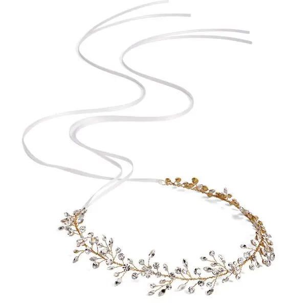 Brides & Hairpins Bianca Crystal Halo & Sash - Gold