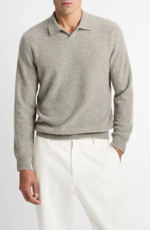 Vince Boiled Cashmere Johnny Collar Sweater - Heather Mouse
