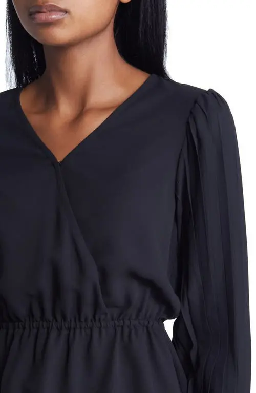 Anne Klein Pleated Sleeve Peplum Blouse