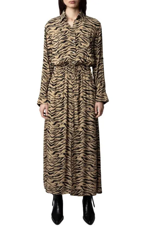 Zadig&Voltaire Tiger Print Maxi Shirt Dress - Natural