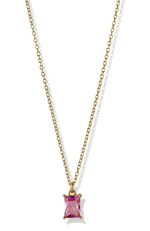 Argento Vivo Birthstone Pendant Necklace - October/pink