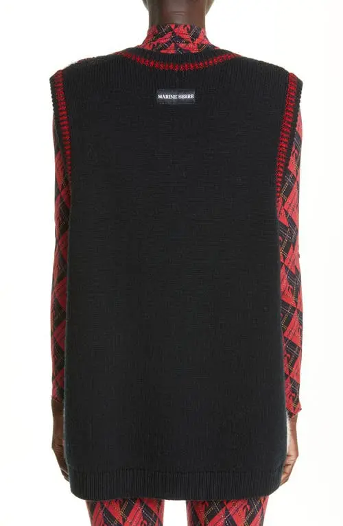 MARINE SERRE Harlequin Wool Blend Sweater Vest