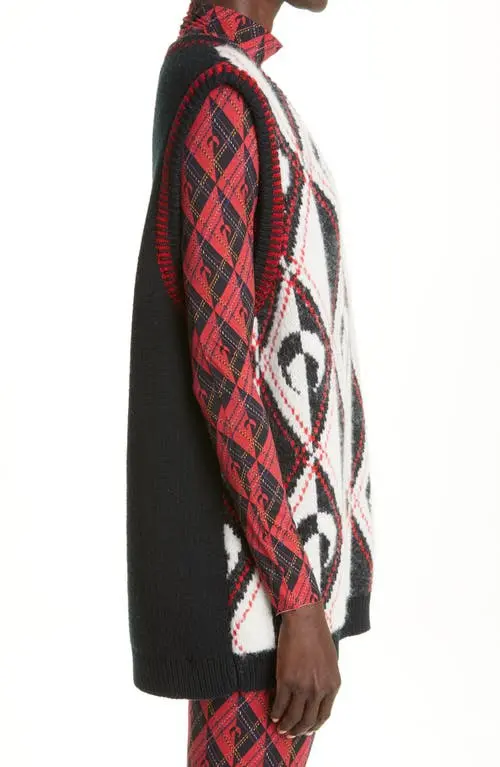 MARINE SERRE Harlequin Wool Blend Sweater Vest