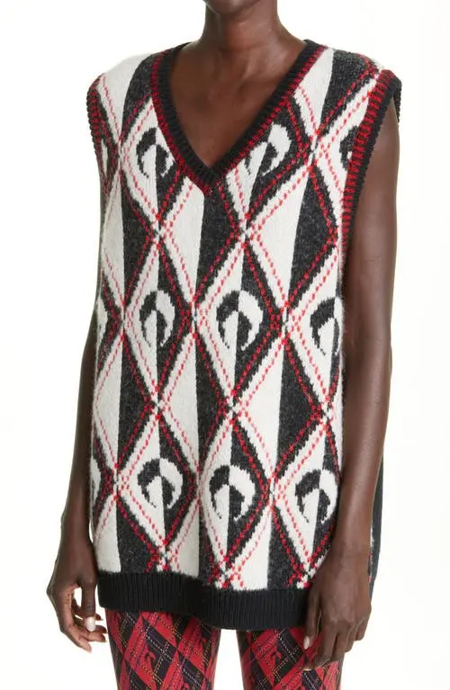 MARINE SERRE Harlequin Wool Blend Sweater Vest
