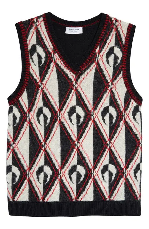 MARINE SERRE Harlequin Wool Blend Sweater Vest