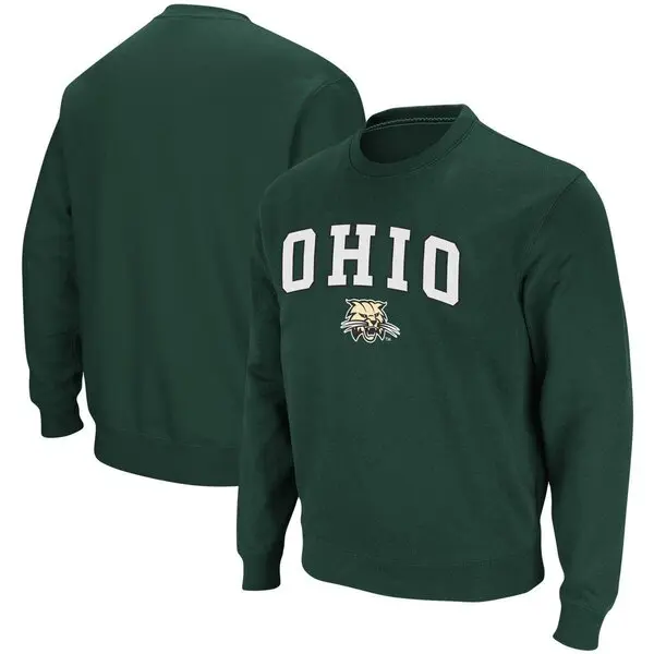 COLOSSEUM Ohio Bobcats Arch & Logo Tackle Twill Pullover Sweatshirt