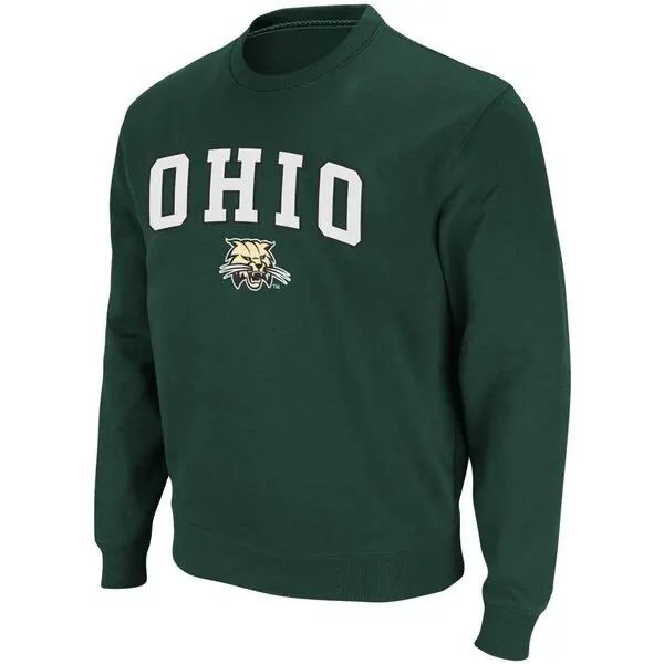 COLOSSEUM Ohio Bobcats Arch & Logo Tackle Twill Pullover Sweatshirt