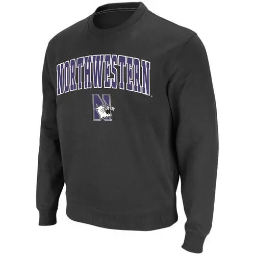 COLOSSEUM Northwestern Wildcats Arch & Logo Crew Neck Sweatshirt - Charcoal