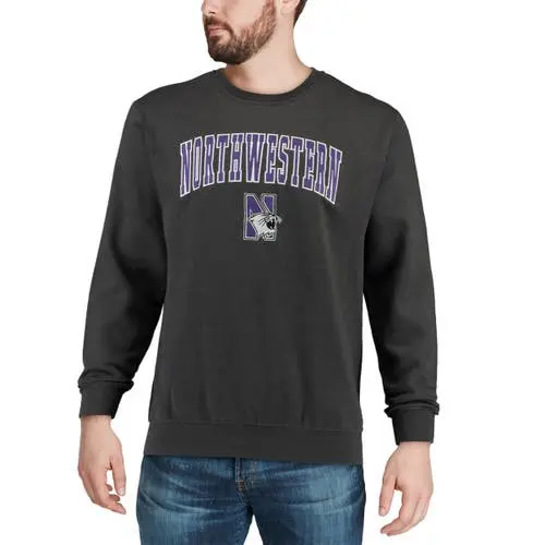 COLOSSEUM Northwestern Wildcats Arch & Logo Crew Neck Sweatshirt - Charcoal