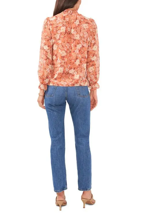 1.State Floral Smocked Neck Blouse