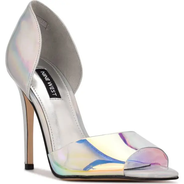 Nine West Pointed Toe Stiletto Sandal With Translucent Vamp