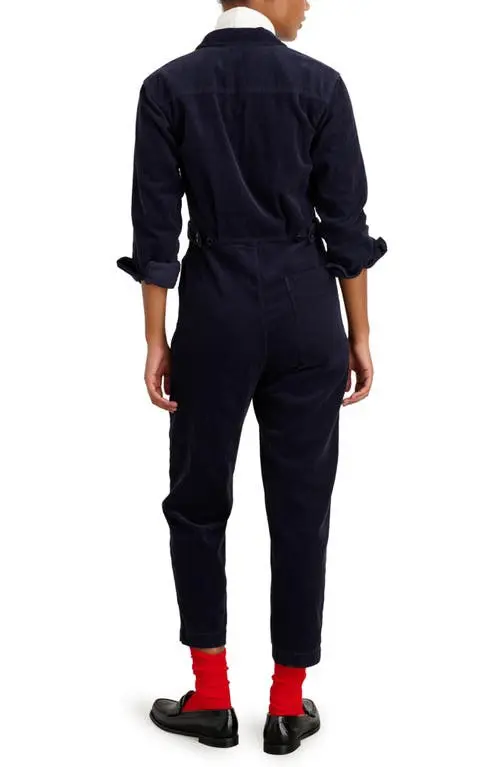 ALEX MILL Fine Wale Long Sleeve Crop Cotton Jumpsuit