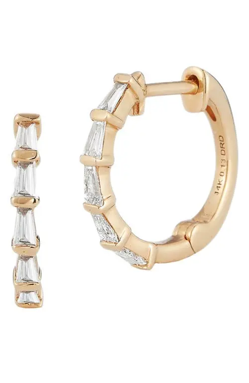 DANA REBECCA DESIGNS Sadie Tapered Baguette Diamond Hoop Earrings - Yellow Gold