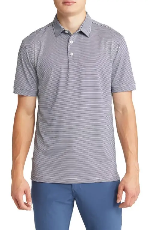 Mizzen+main Versa Stripe Performance Golf Polo - Navy Light Blue Stripe