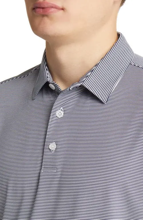 Mizzen+main Versa Stripe Performance Golf Polo - Navy Light Blue Stripe