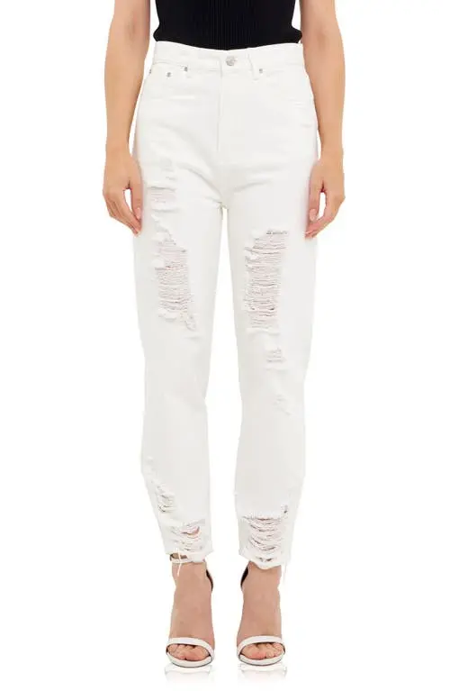 GREY LAB Ripped Straight Leg Jeans - White