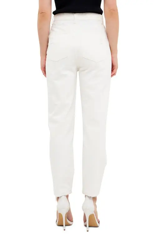 GREY LAB Ripped Straight Leg Jeans - White