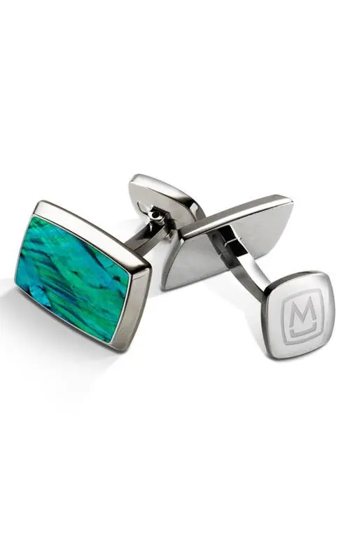 M-CLIP® Abalone Cuff Links - Stainless Steel/teal