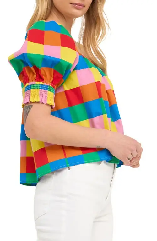 English Factory Rainbow Check Cotton Top