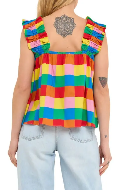 English Factory Rainbow Check Cotton Tank
