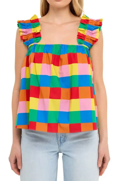 English Factory Rainbow Check Cotton Tank