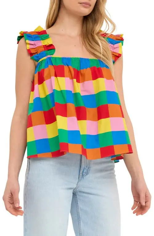 English Factory Rainbow Check Cotton Tank
