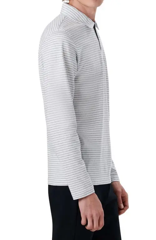 Bugatchi Stripe Cotton Long Sleeve Polo