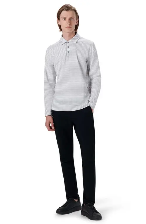 Bugatchi Stripe Cotton Long Sleeve Polo