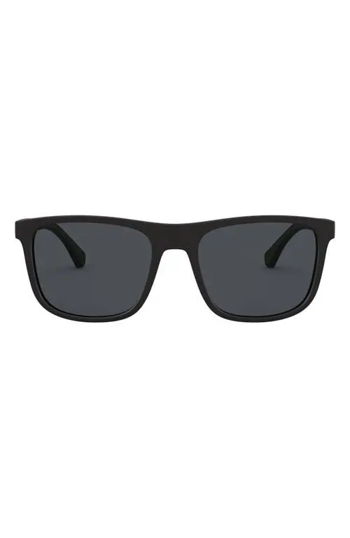 Emporio Armani 56mm Navigator Sunglasses - Matte Black
