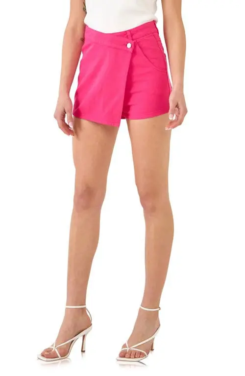 English Factory High Waist Denim Skort - Fuchsia