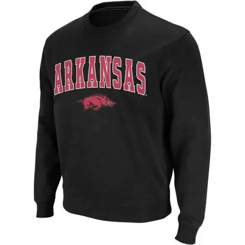 COLOSSEUM Arkansas Razorbacks Arch & Logo Crew Neck Sweatshirt - Black