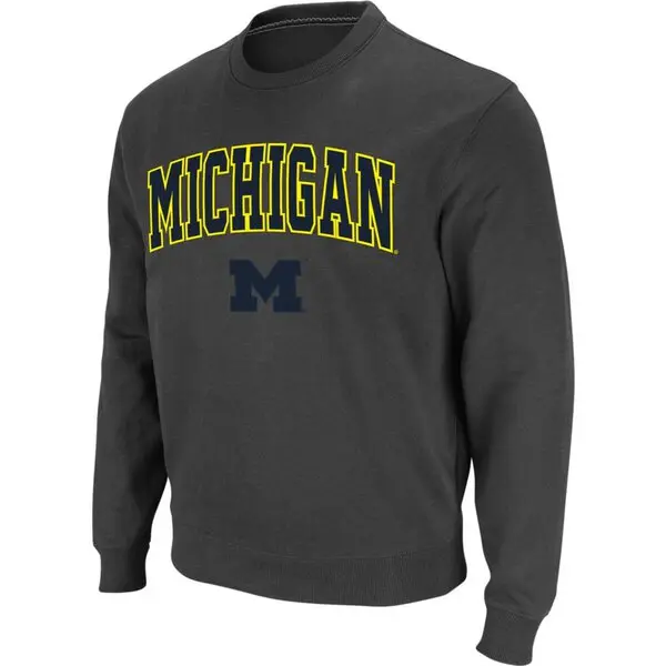 COLOSSEUM Michigan Wolverines Arch & Logo Crew Neck Sweatshirt