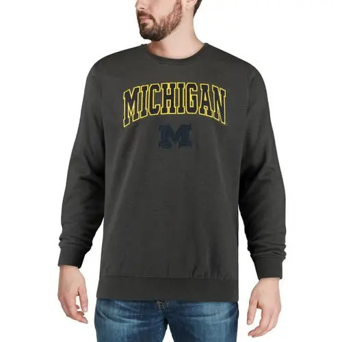 COLOSSEUM Michigan Wolverines Arch & Logo Crew Neck Sweatshirt
