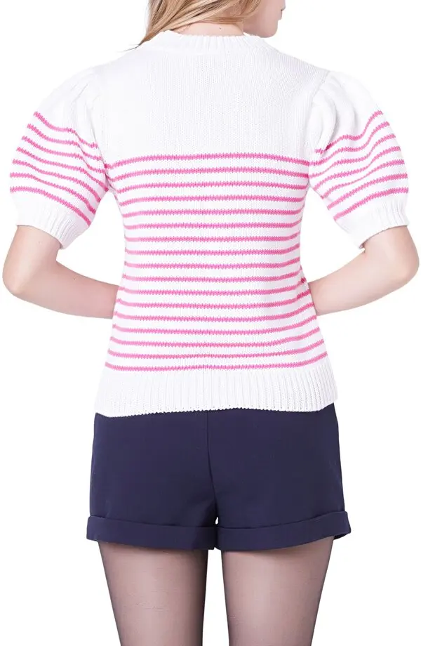 English Factory Stripe Puff Sleeve Sweater