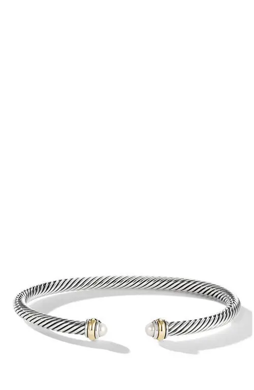 David Yurman Classic Cable Cuff Bracelet With Pearl