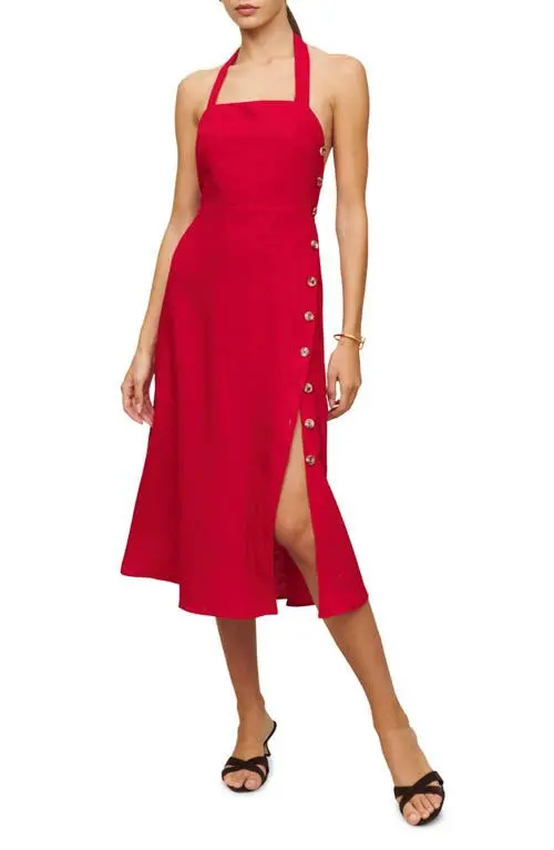 halter plain mini a line pinafore dress New Age Halter Neck Pinafore Midi Dress main image 0