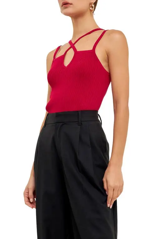 Endless Rose Cross Strap Rib Tank - Red