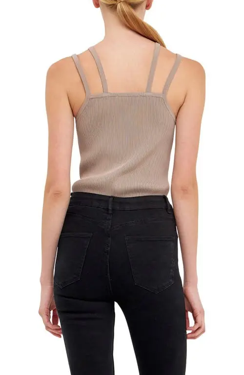 Endless Rose Cross Strap Rib Tank - Taupe
