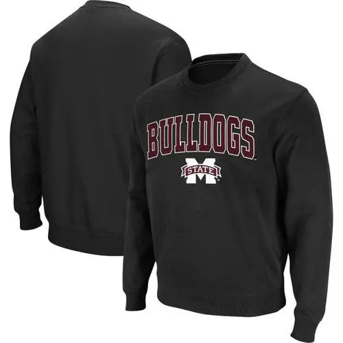COLOSSEUM Mississippi State Bulldogs Arch & Logo Tackle Twill Pullover Sweatshirt - Black