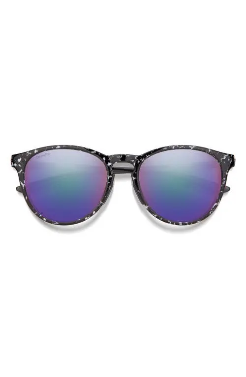 SMITH Wander 55mm Chromapop™ Polarized Round Sunglasses - Black Marble/violet Mirror
