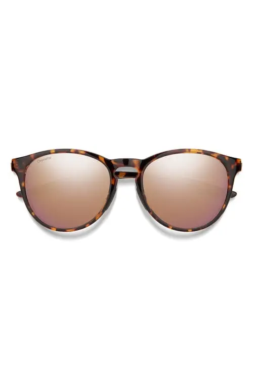 SMITH Wander 55mm Chromapop™ Polarized Round Sunglasses - Tortoise / Rose Gold Mirror