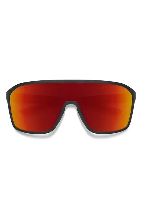 SMITH Boomtown 135mm Chromapop™ Polarized Shield Sunglasses - Matte Black/red Mirror